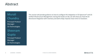Hands-On Lab: Integrate CA Spectrum® and CA Unified Infrastructure ...