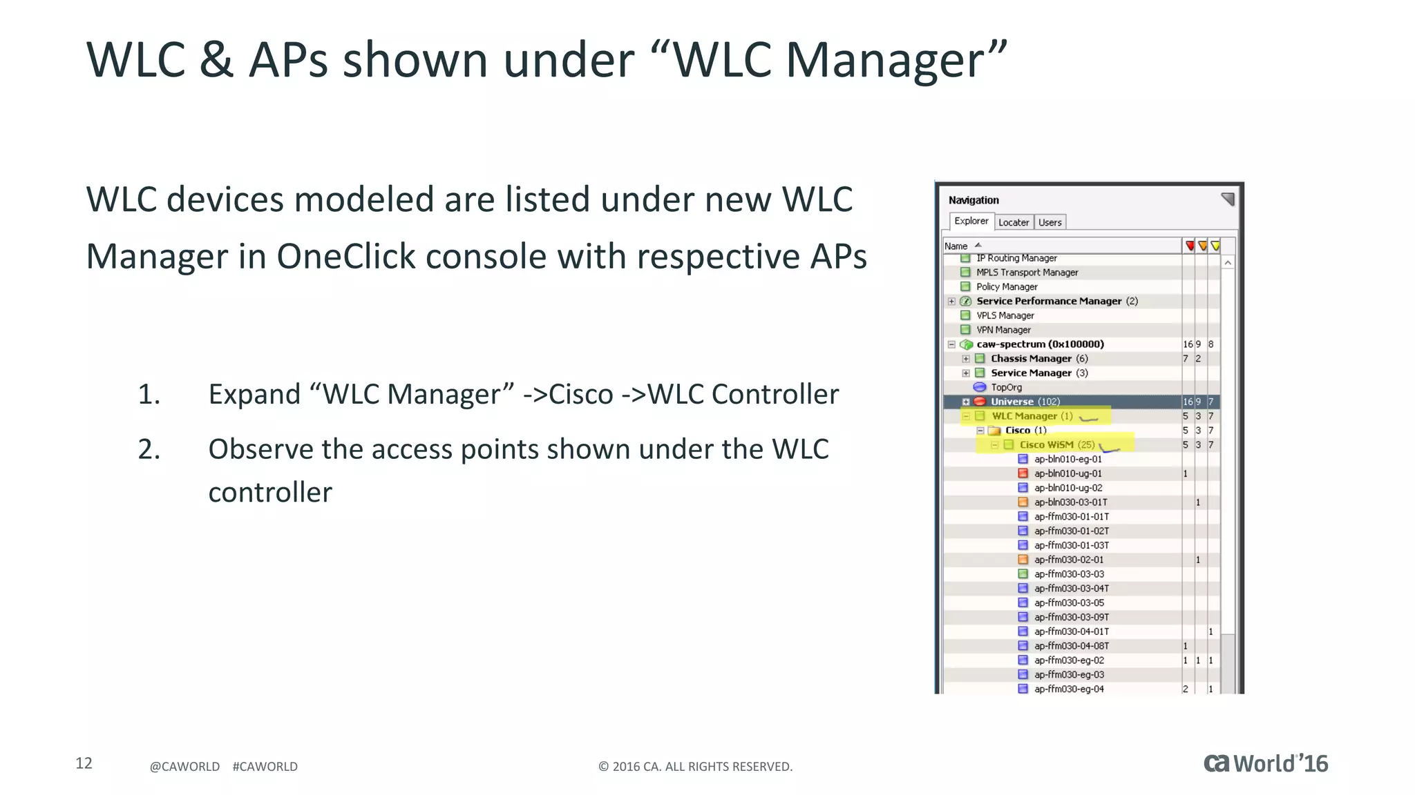 Hands-On Lab: Leverage CA Spectrum® Monitoring for Wireless LAN ...