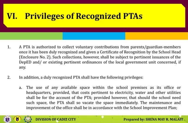 Do 54, s. 2009 Revised Guidelines Governing Parent Teacher Associations (PTAs) at the School ...