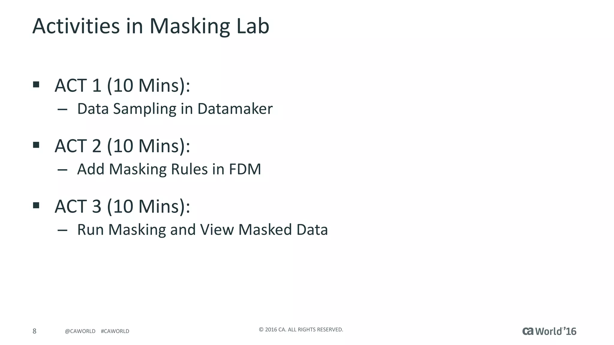 TDM: Masking, Subsetting and generating Synthetic Data | PDF