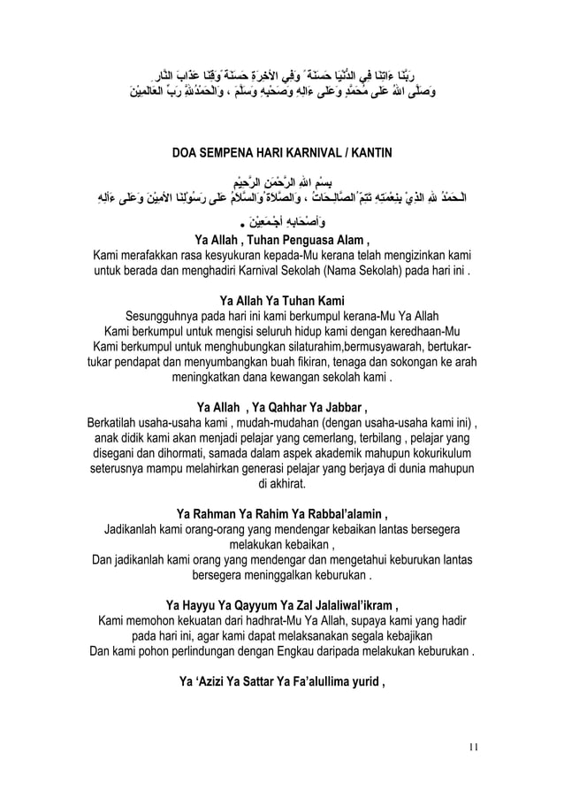 Doa doa majlis rasmi sekolah spim jps | DOC