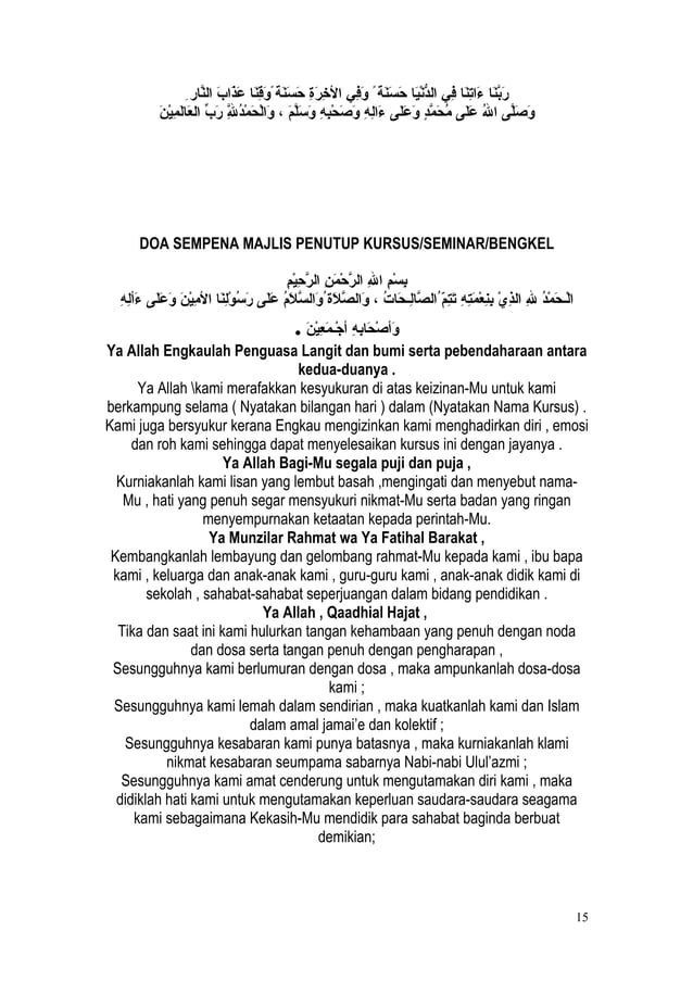 Doa doa majlis rasmi sekolah spim jps | DOC