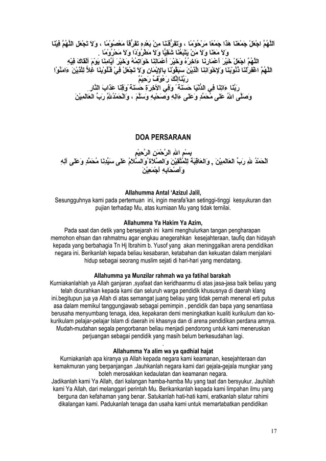 Doa doa majlis rasmi sekolah spim jps | DOC