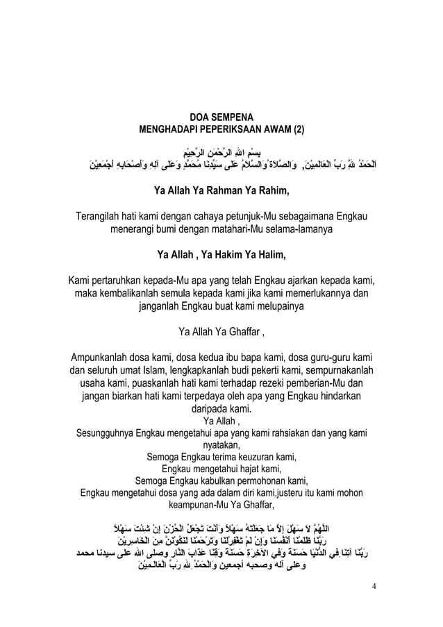 Doa doa majlis rasmi sekolah spim jps | DOC