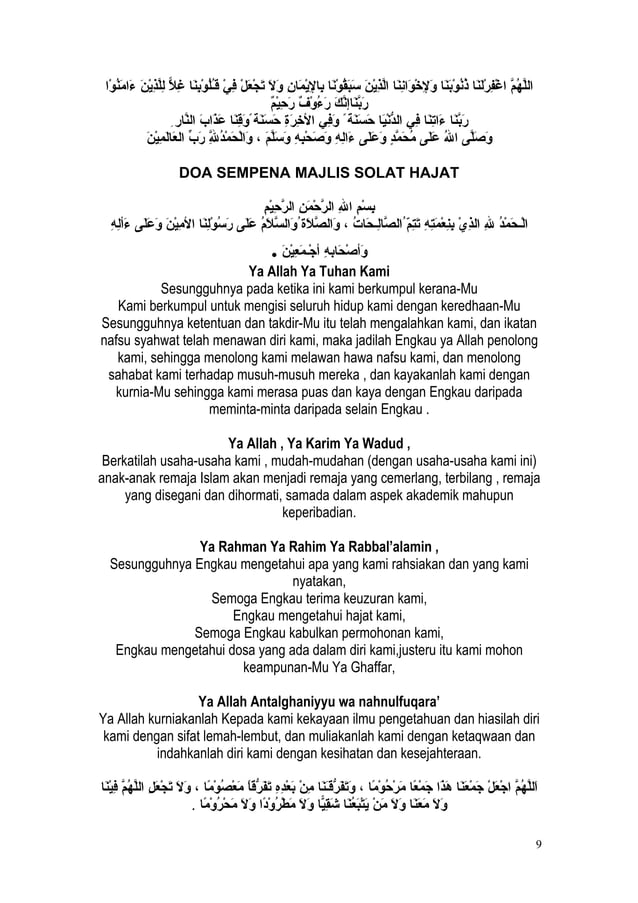 Doa doa majlis rasmi sekolah spim jps | DOC
