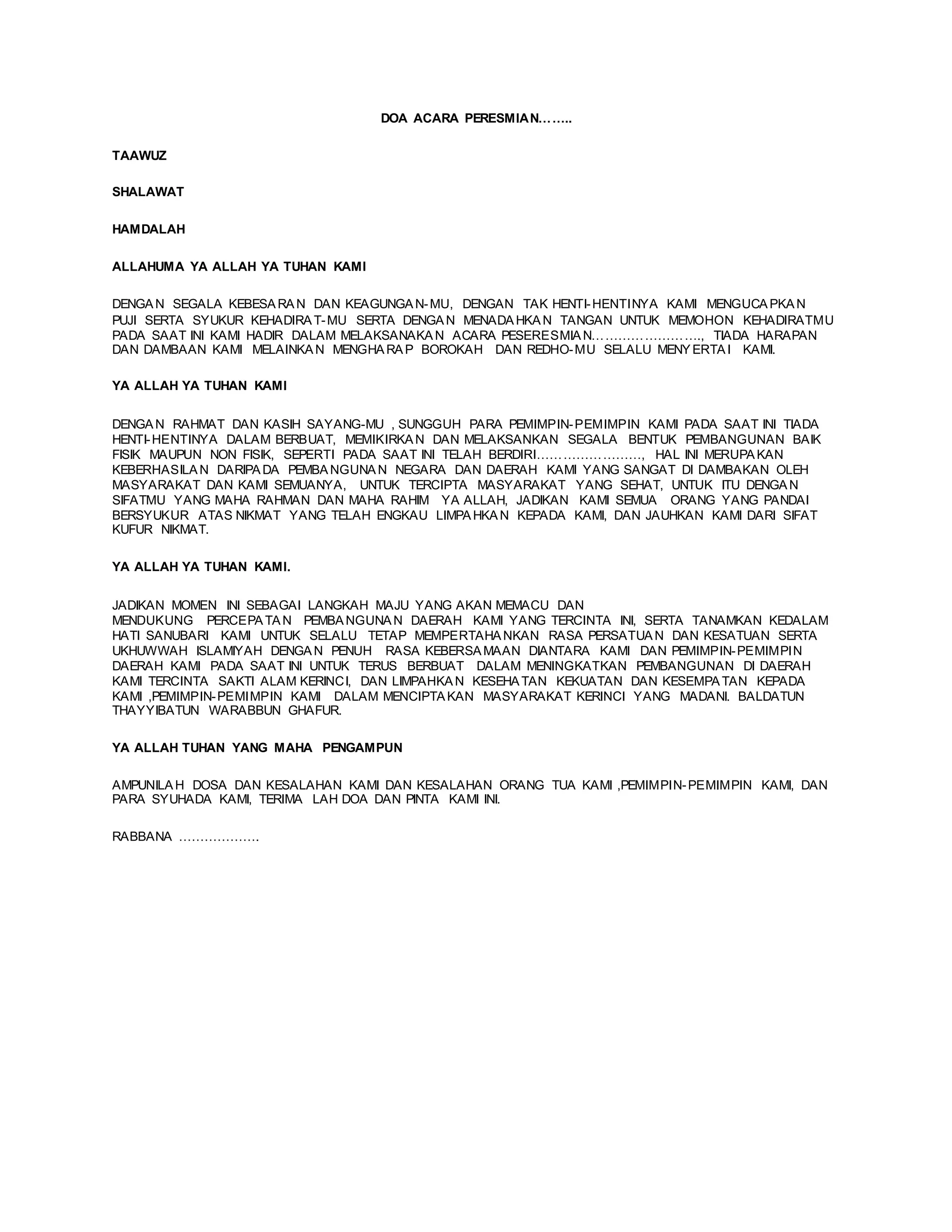 Doa acara formal | DOCX