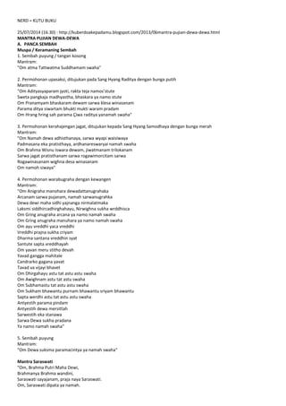 Doa agama hindu | DOC