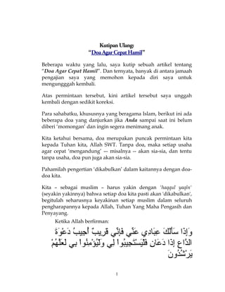 Doa agar cepat hamil lengkap | PDF