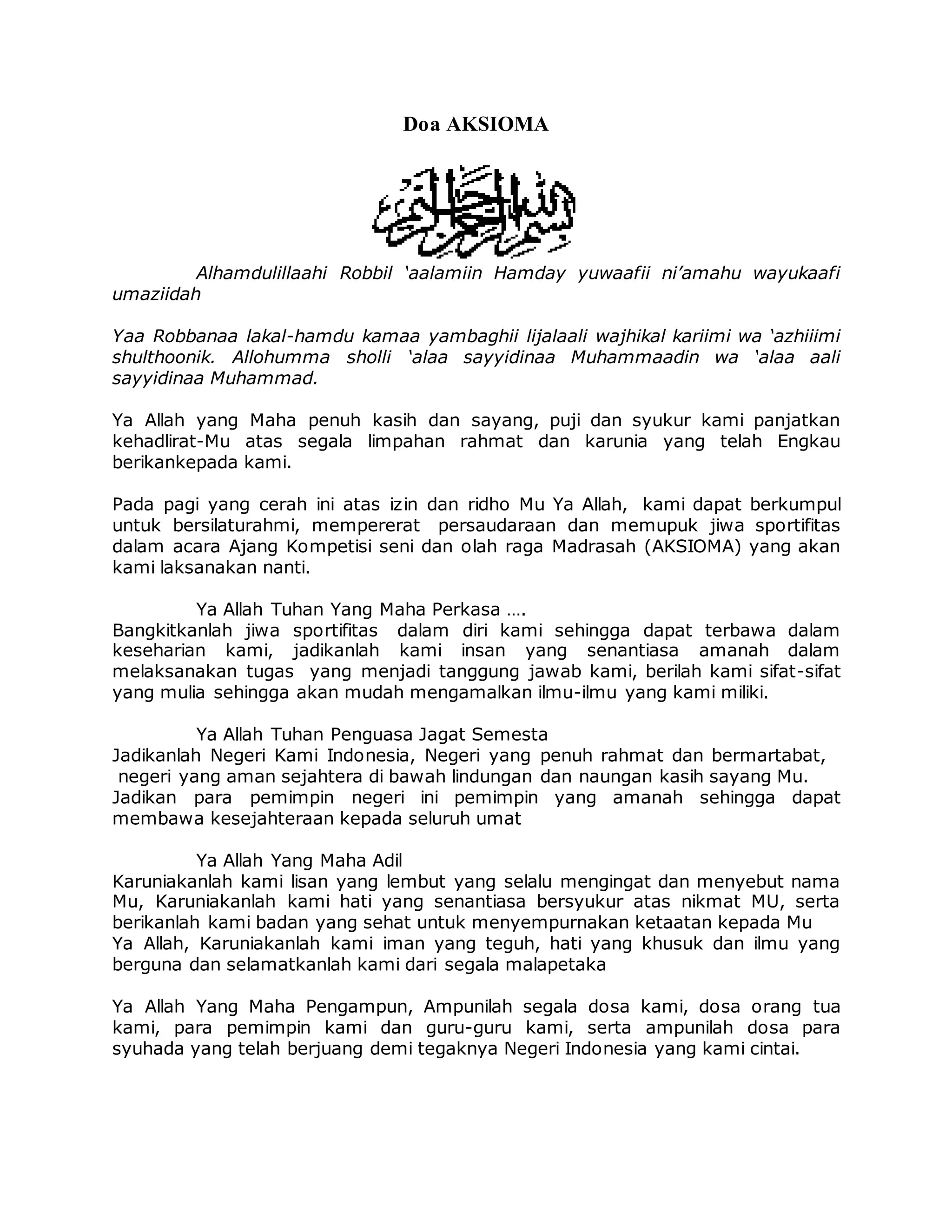 Doa aksioma man model bjn | DOCX