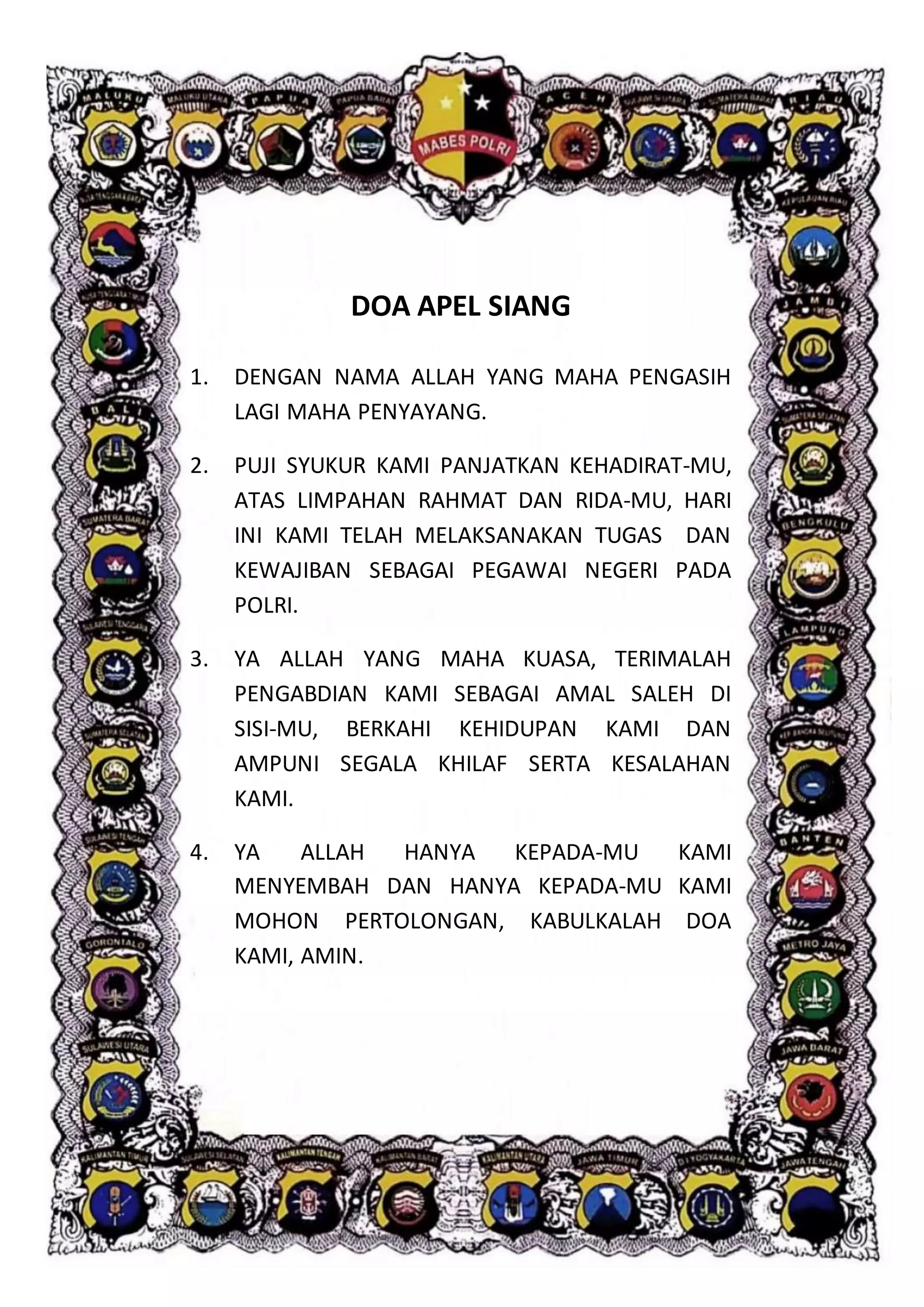 Doa apel pagi dan siang Polri | DOCX