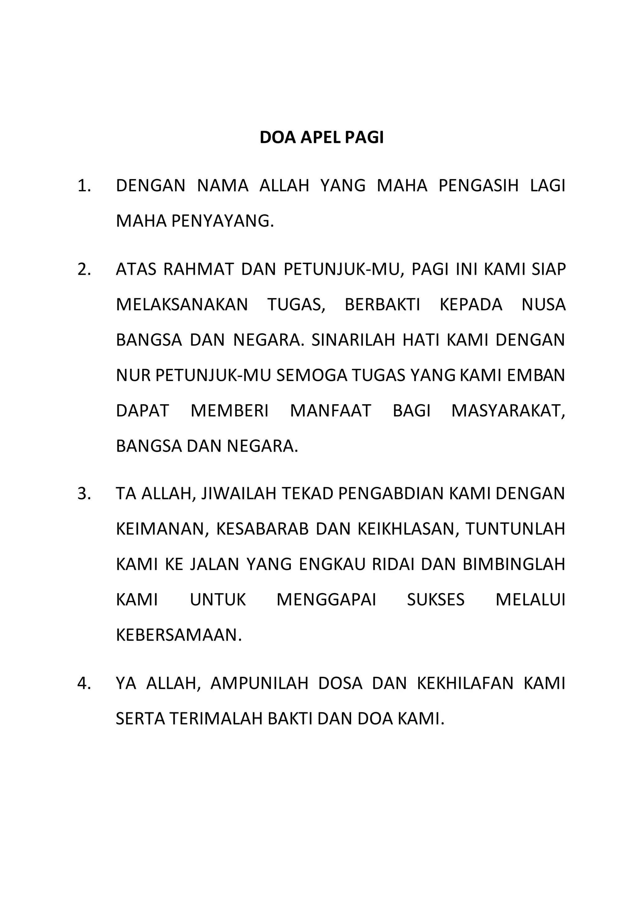 Doa apel pagi dan siang Polri | DOCX