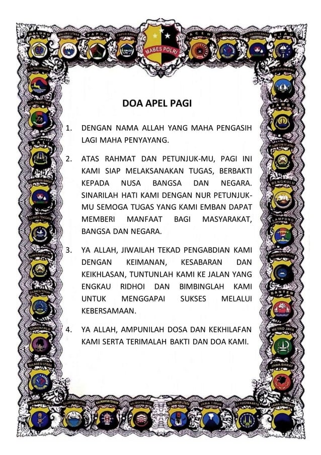 Doa apel pagi dan siang Polri | PDF