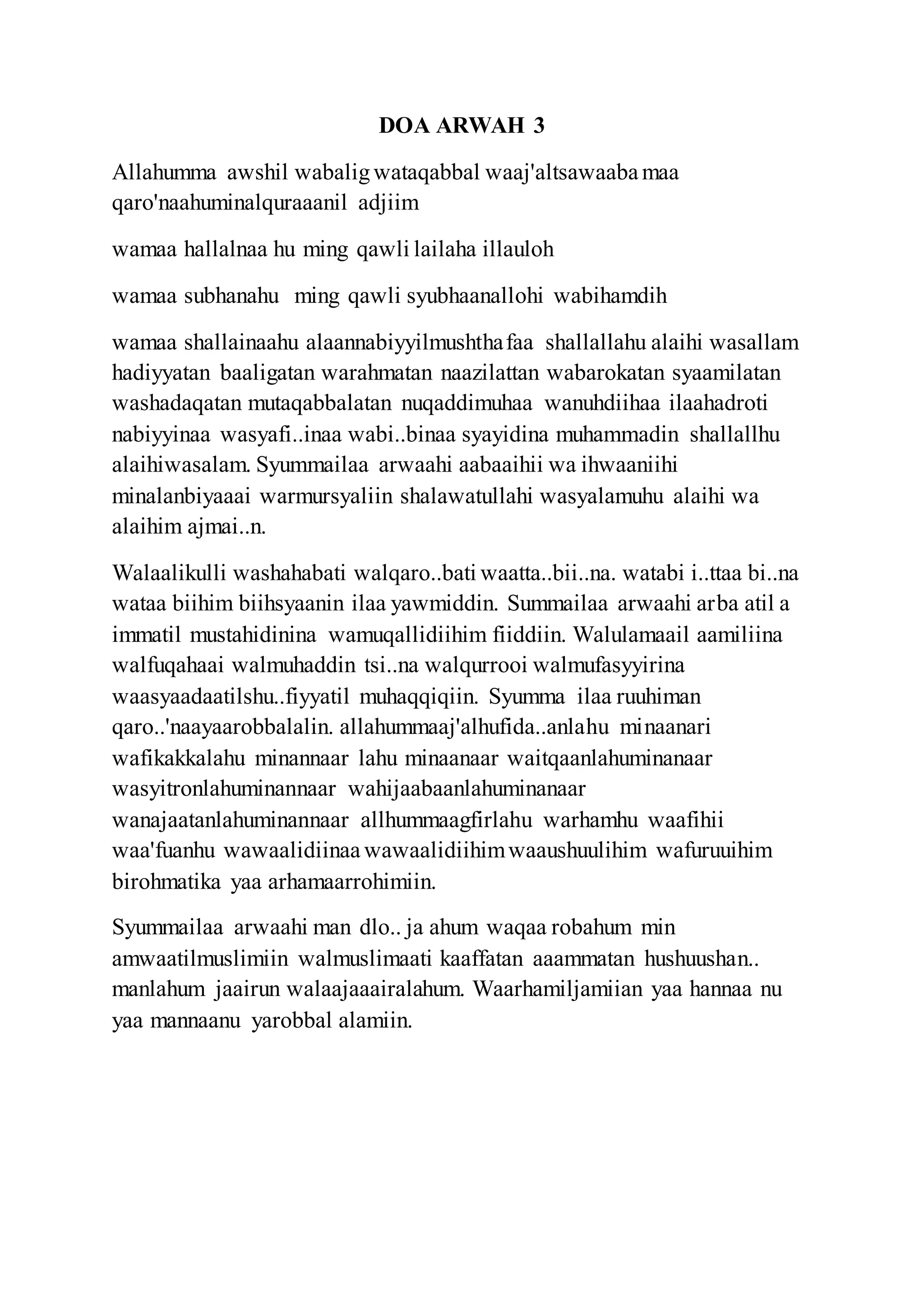 Doa arwah | DOCX
