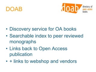 Launch of Directory of Open Access Books by Eelco Ferwerda | PPT