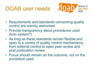 Launch of Directory of Open Access Books by Eelco Ferwerda | PPT