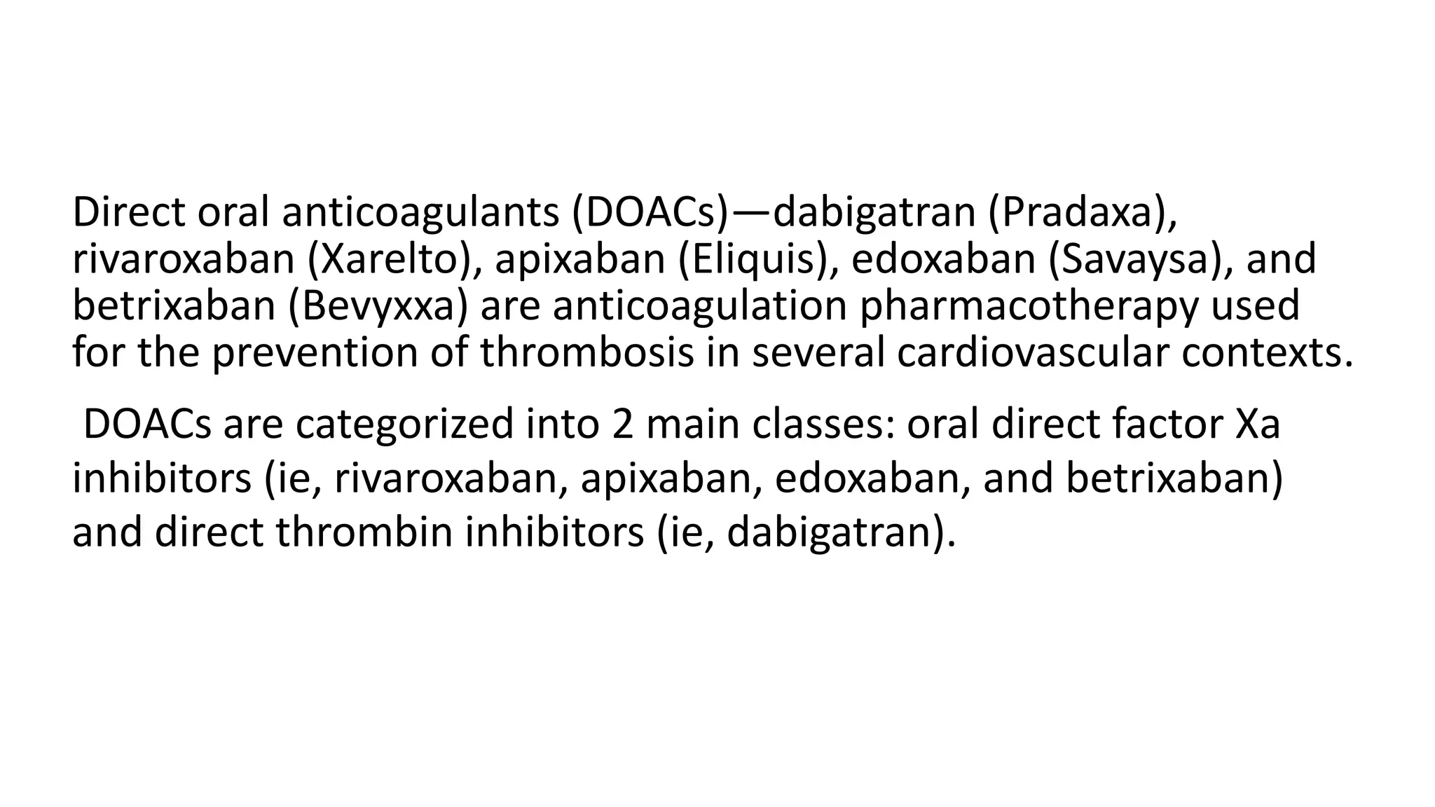 Direct oral anticoagulants (DOACs) | PPT