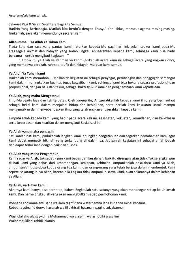 Doa Pembukaan Kegiatan | RTF