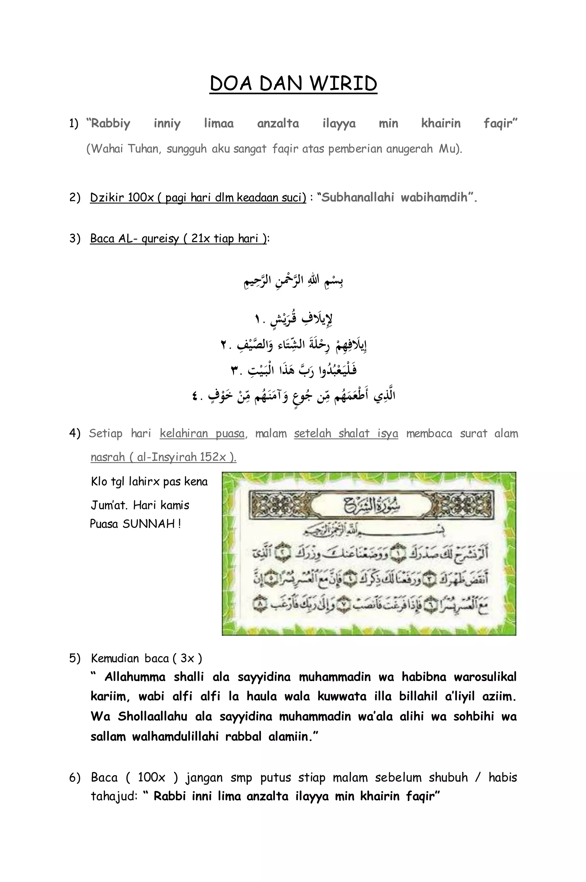 Doa dan wirid | DOCX