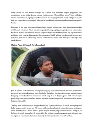 Doa di Atas Aspal Panas, Perjalanan Iman Para Sopir Ekspedisi | PDF