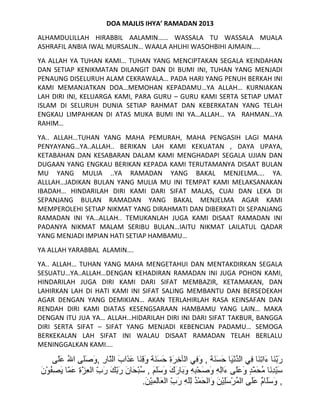 Doa majlis ihya | DOCX