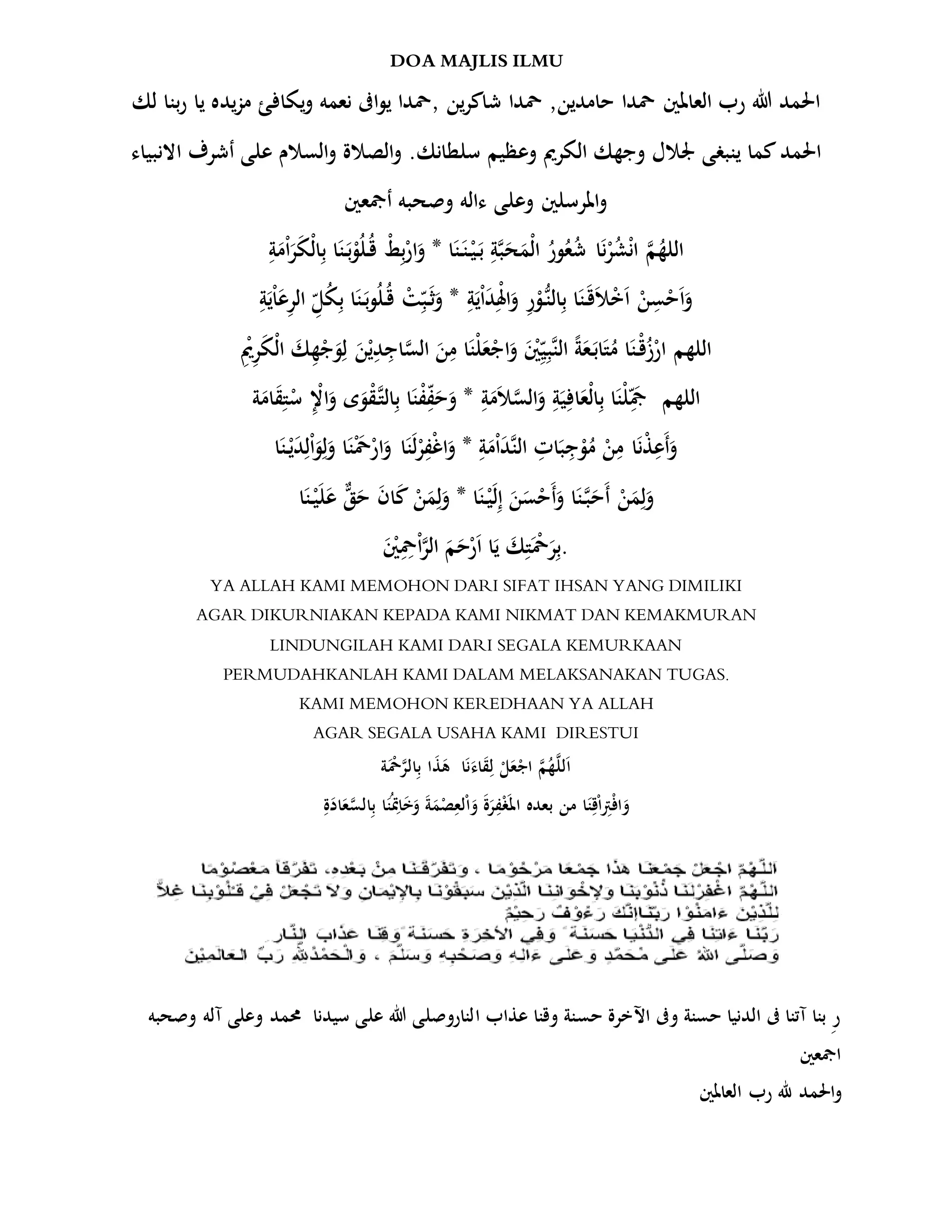 Doa majlis ilmu | DOCX