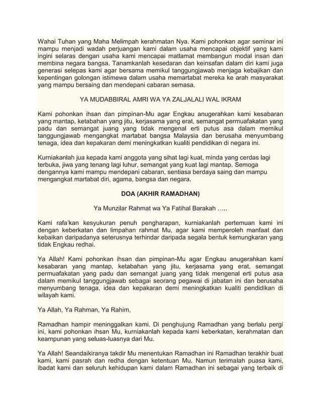 Doa majlis rasmi sekolah | PDF