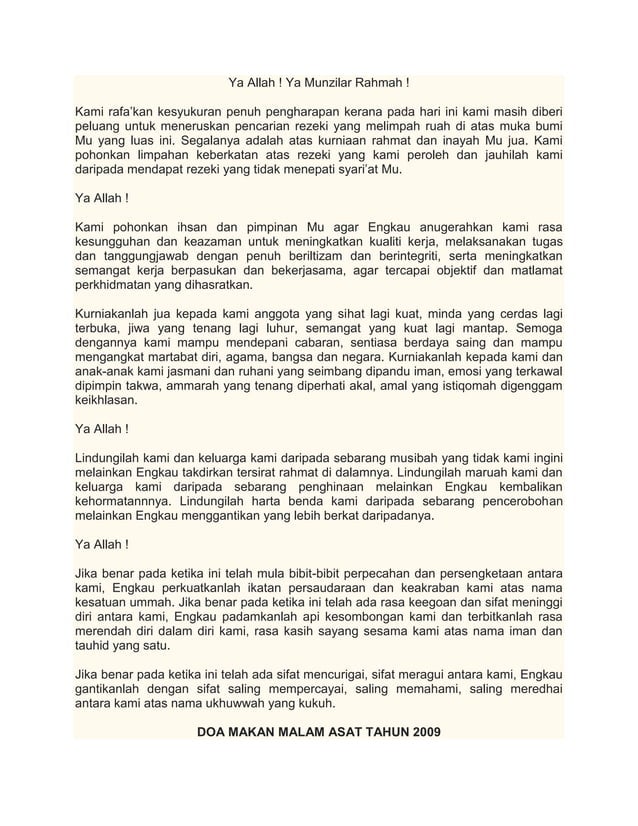 Doa majlis rasmi sekolah | PDF