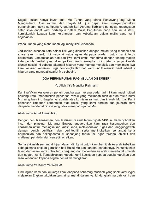 Doa majlis rasmi sekolah | PDF