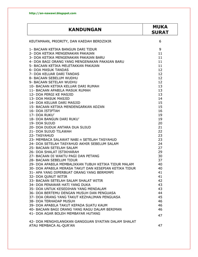 Doa masnun hisnul muslim imam an nawawi | PDF