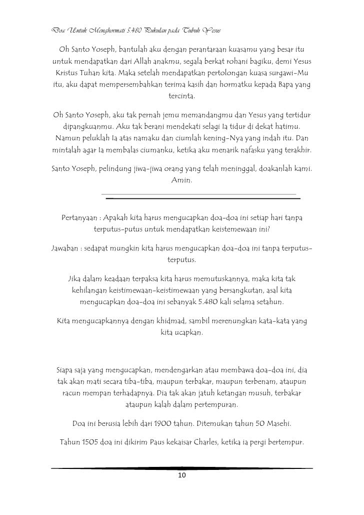 Doa menghormati 5480 pukulan pada tubuh yesus ...