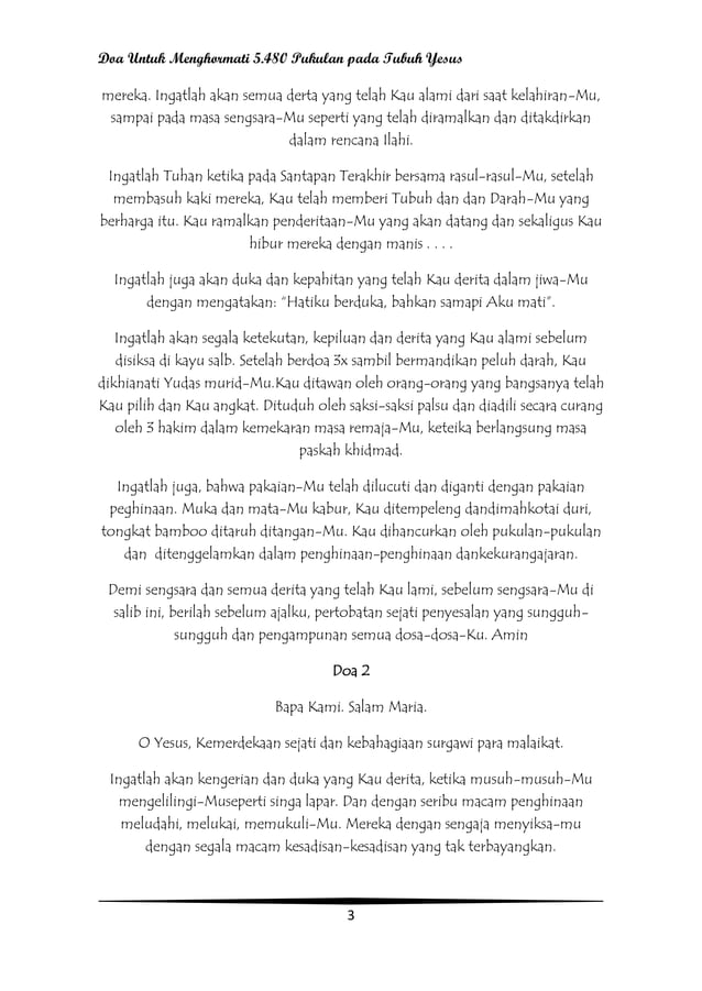 Doa menghormati 5480 pukulan pada tubuh yesus ... | PDF