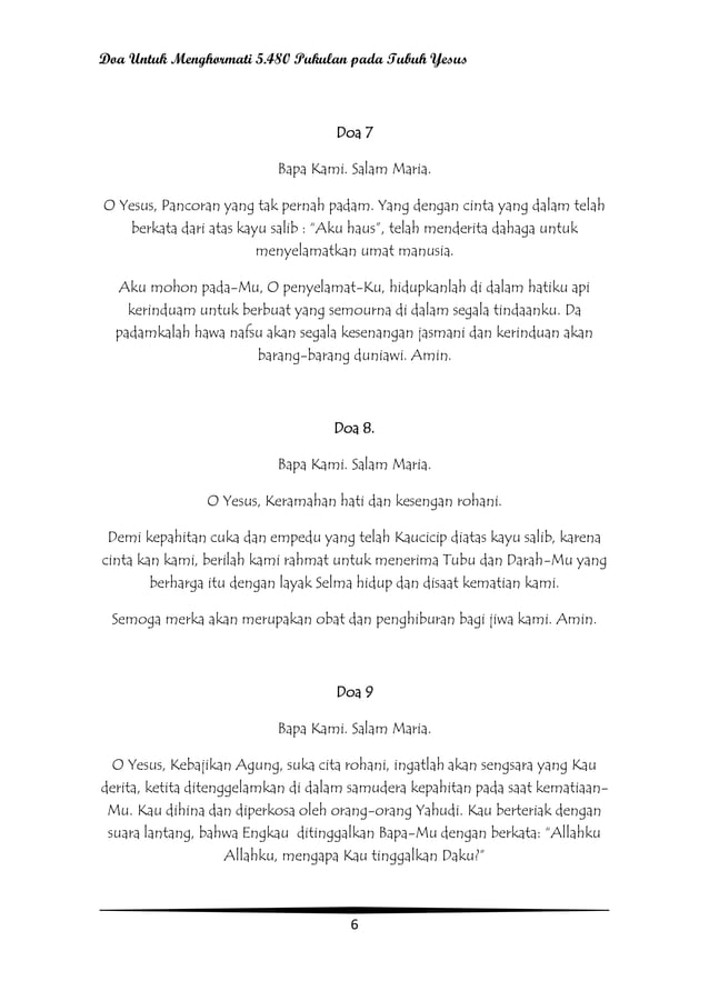Doa menghormati 5480 pukulan pada tubuh yesus ... | PDF
