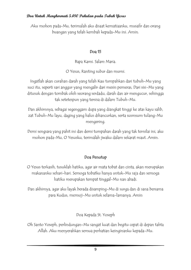 Doa menghormati 5480 pukulan pada tubuh yesus ... | PDF
