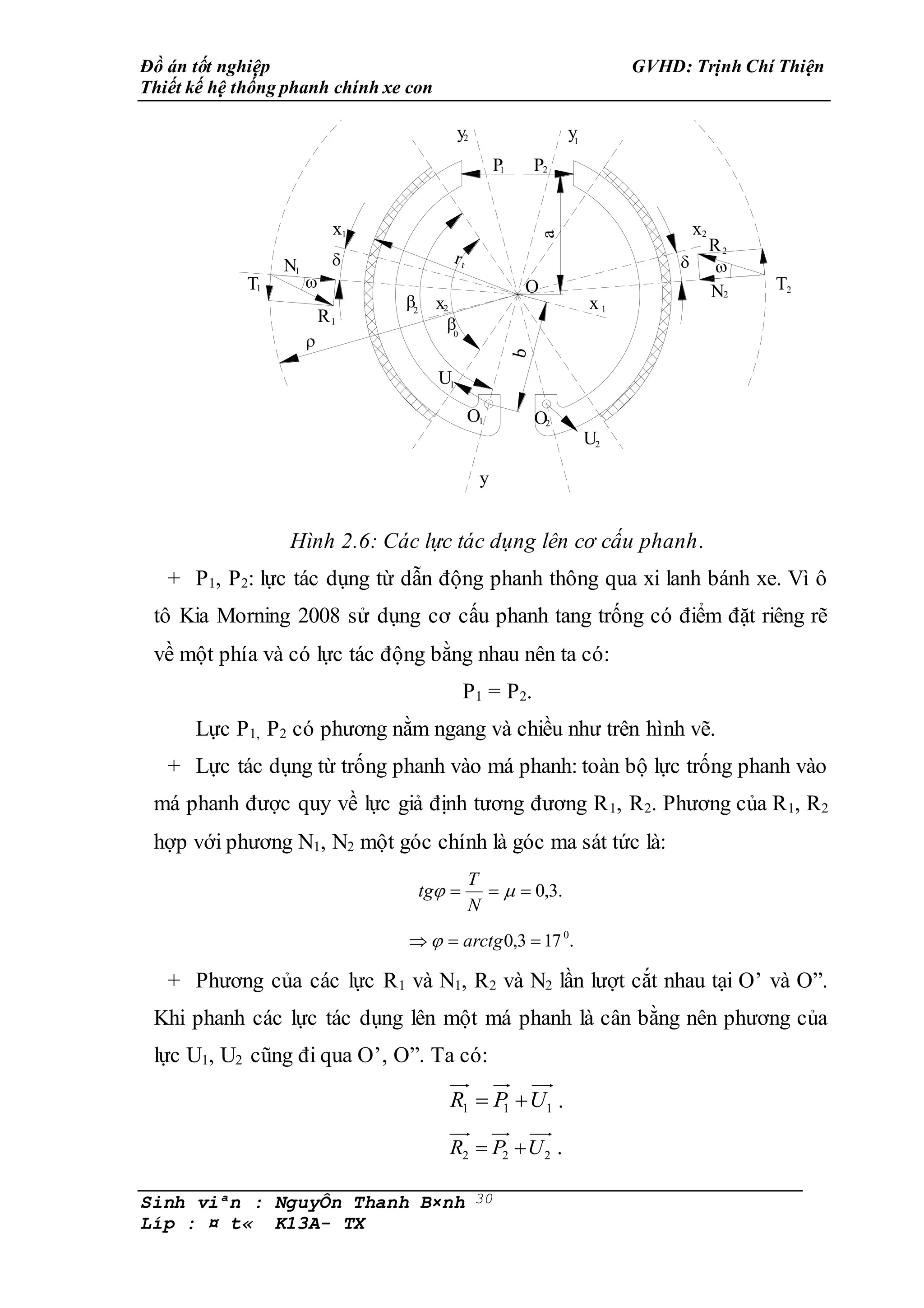 Đề tài: Thiết kế hệ thống phanh chính xe con, HAY, 9đ | DOC