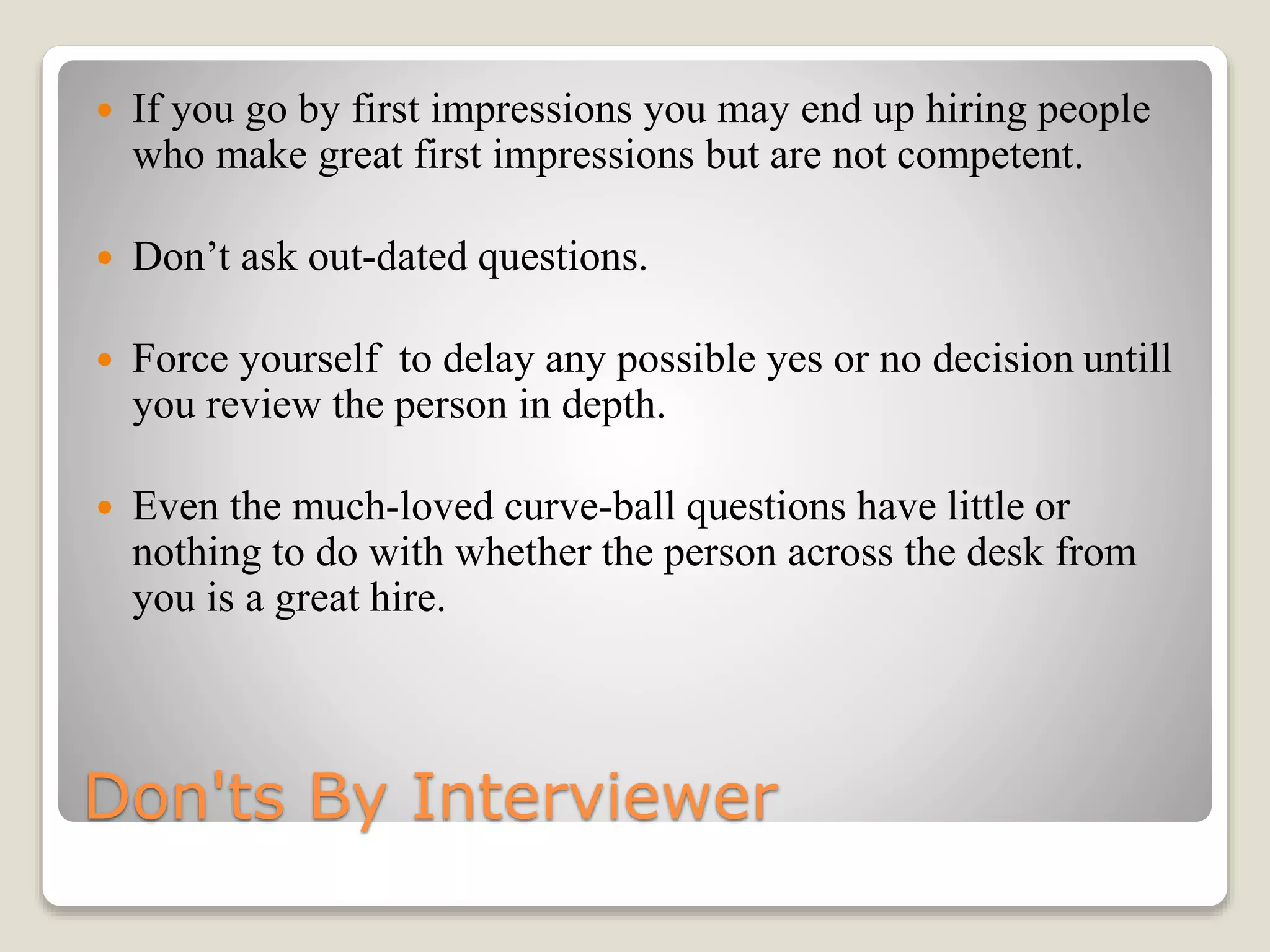 Do and dont of interviewee and interviewer | PPTX