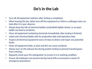 do and don't for lab includes practices and safety | PPTX
