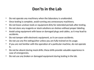 do and don't for lab includes practices and safety | PPTX