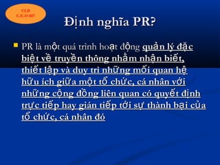 PR trong doanh nghiệp | PPT