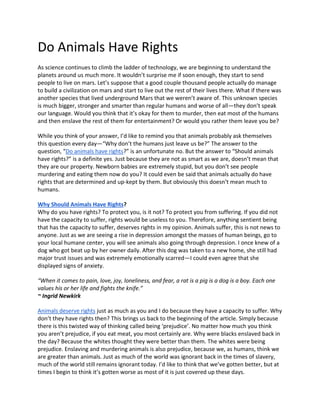 Do animals have rights | DOCX