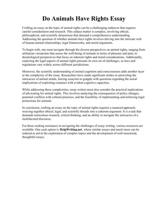 Do Animals Have Rights Essay. Animal Rights - University Biological ...