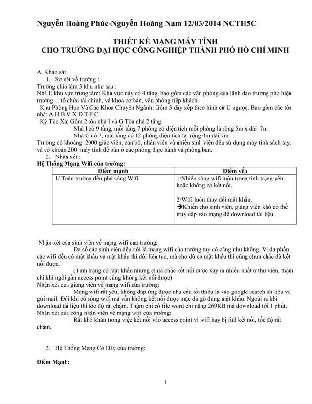 Đồ Án Thiết Kế Mạng ĐHCNTPHCM | DOC
