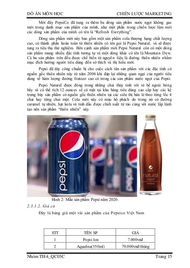 Đồ án xây dựng chiến lược marketing cho sản phẩm pepsi | DOCX
