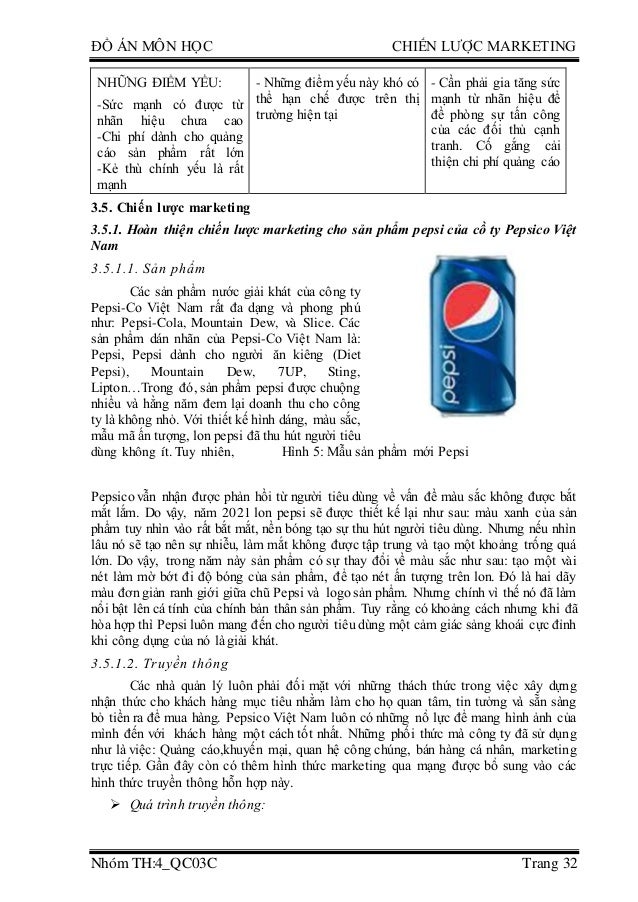 Đồ án xây dựng chiến lược marketing cho sản phẩm pepsi | DOCX