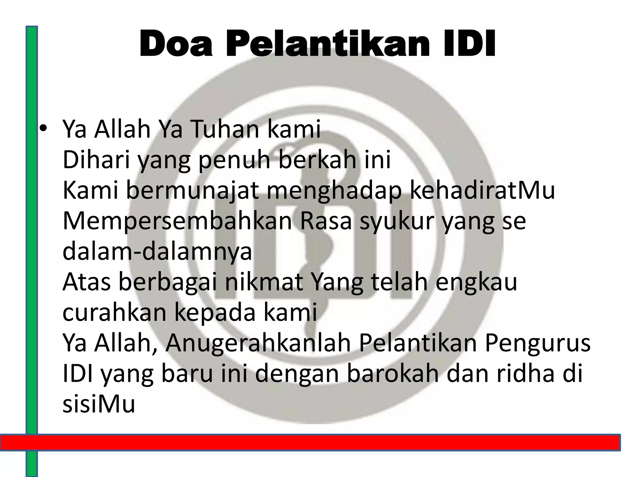 Doa Pelantikan Pengurus IDI | PPTX