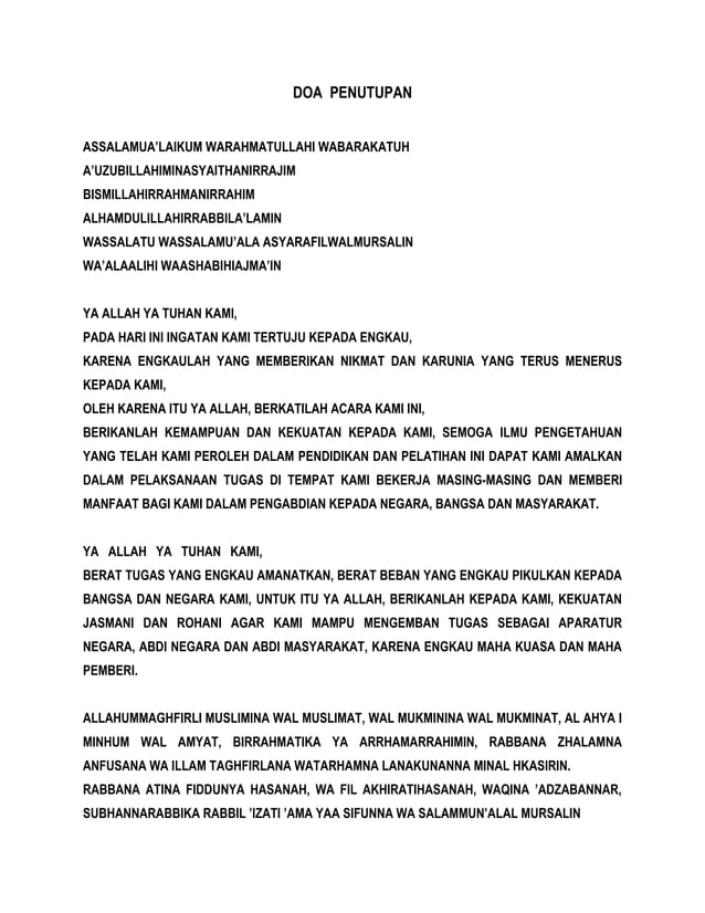 Doa pembukaan | DOCX