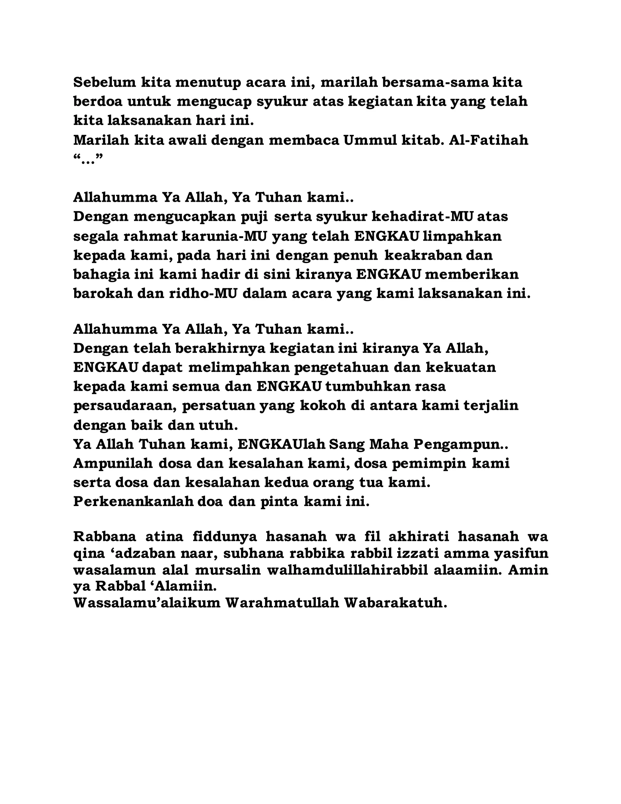 Doa penutup acara | DOCX