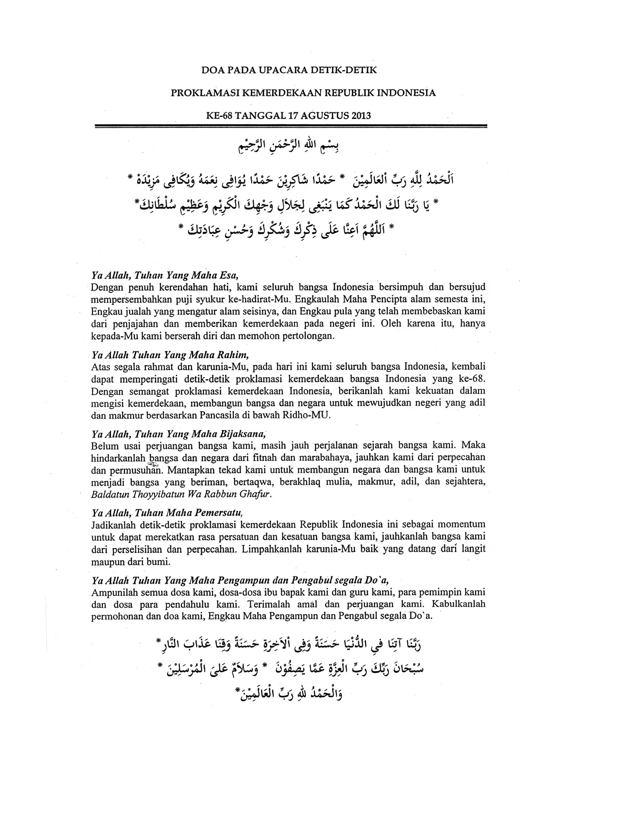 Doa peringatan hut_ri_2013 | PPT