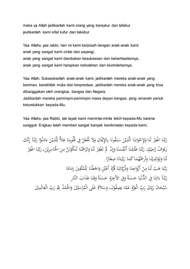 Doa perpisahan Sekolah | DOCX