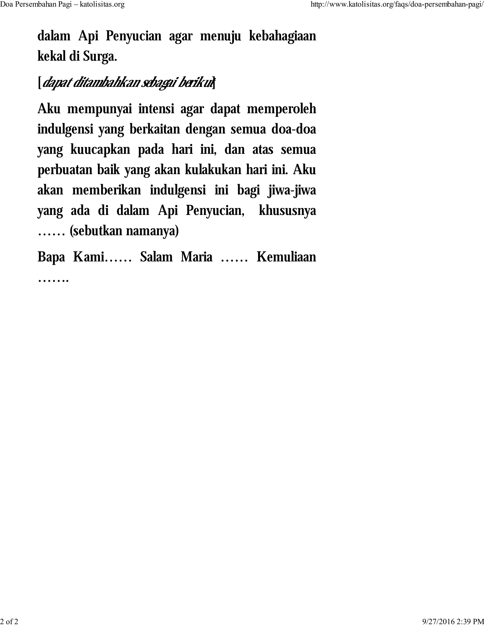 Doa persembahan pagi – katolisitas | PDF