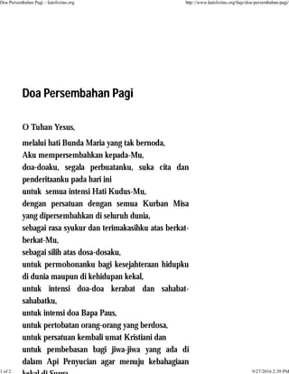 Doa persembahan pagi – katolisitas | PDF